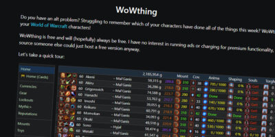 WoWthing - Mächtiges Tool für die Charakterverwaltung - goldgoblin.net