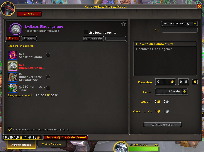 Die Questreihe für die legendäre Waffe Fyr'alath, der Traumreißer ...